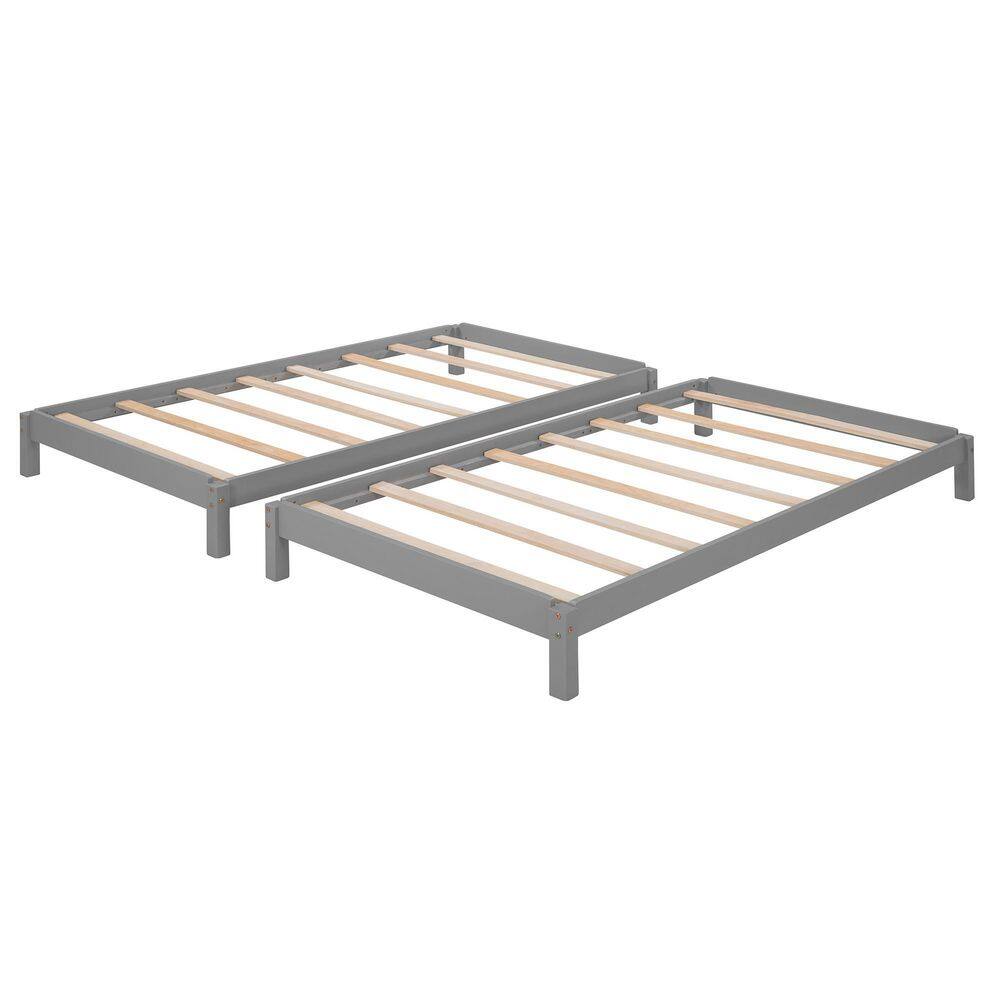 ATHMILE 78.8 in. Gray Wood Frame Twin Platform Bed GZ-B2W20222430 - The ...