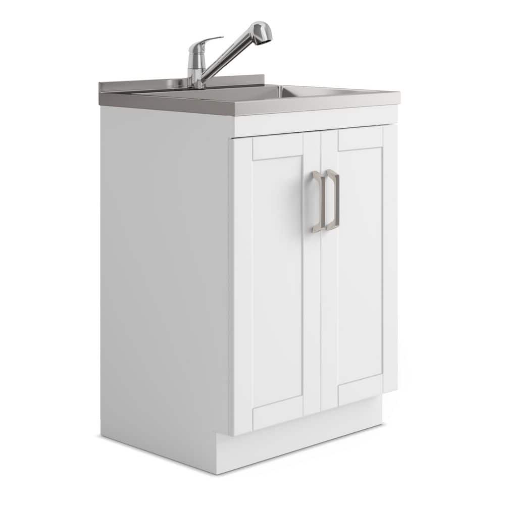 Simpli Home Kyle All-In-One 24 in. Utility Laundry Sink with Cabinet in ...
