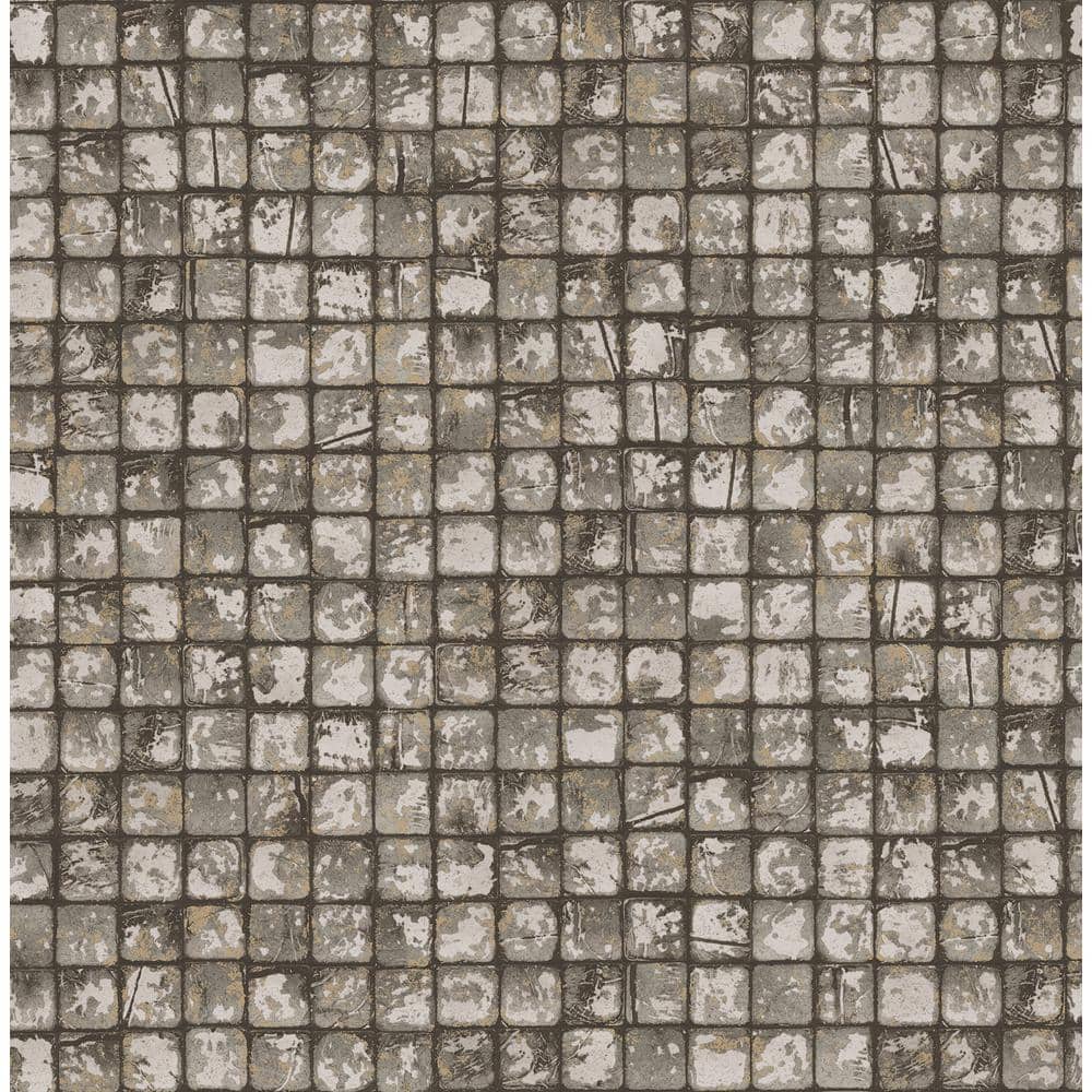 Advantage Kingsley Grey Tiled Paper Non-Pasted Textured Wallpaper 4125 ...