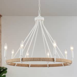 Reviews for ADSENSTY 6-Light Vintage White and Brown Farmhouse Hemp ...