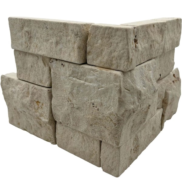 Bedrosians Tumbled Ledger 8 in. x 18 in. Limestone Corner-Wired Mesh in ...