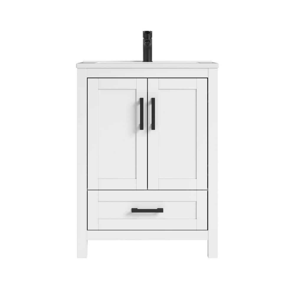 DELUXE DL LIVING Vivi 25 in.W Single Sink White Freestanding Bath ...