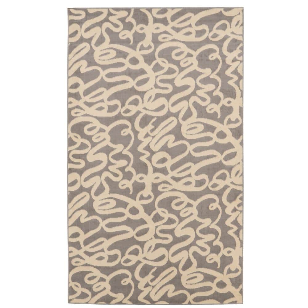 Linon Home Decor Kobe Sasha Light Grey and Bone 6 ft. 5 in. x 9 ft. 3 ...