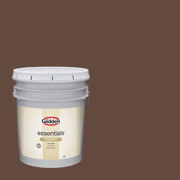 Glidden Essentials 5 gal. PPG1073-7 Fudge Satin Exterior Paint PPG1073 ...