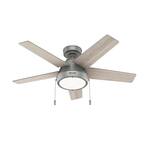 Hunter Elliston 44 in. Indoor Matte Silver Ceiling Fan with Light Kit ...
