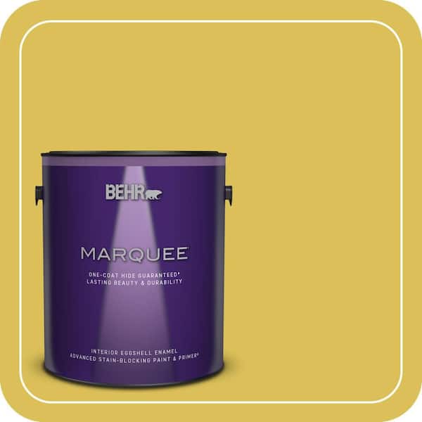 BEHR MARQUEE 1 gal. #P320-6A Flustered Mustard Eggshell Enamel Interior ...
