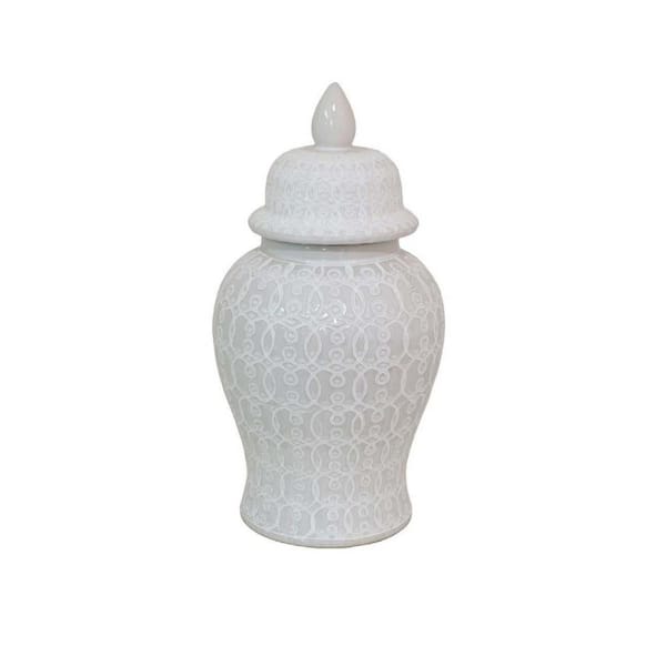 Benjara Ceramic Jar with Removable Lid BM310046 - The Home Depot