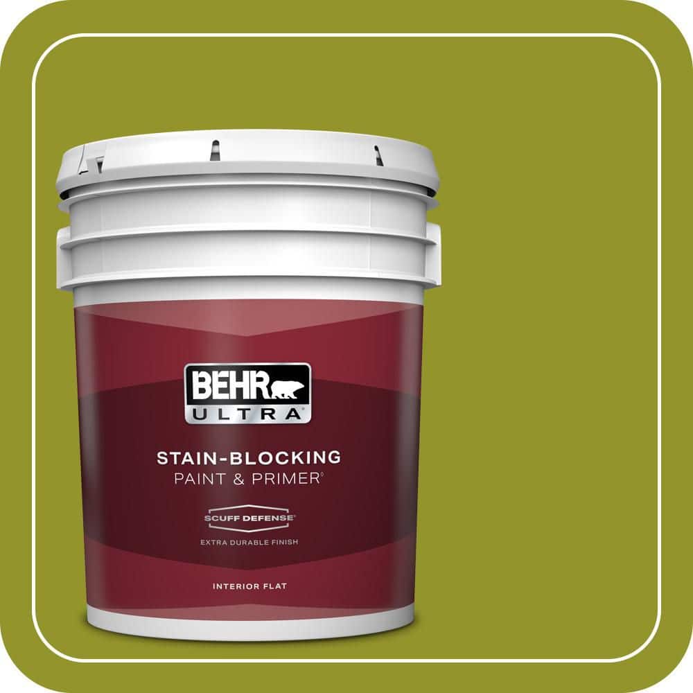 BEHR ULTRA 5 gal. #P350-7 Lazy Lizard Extra Durable Flat Interior Paint ...