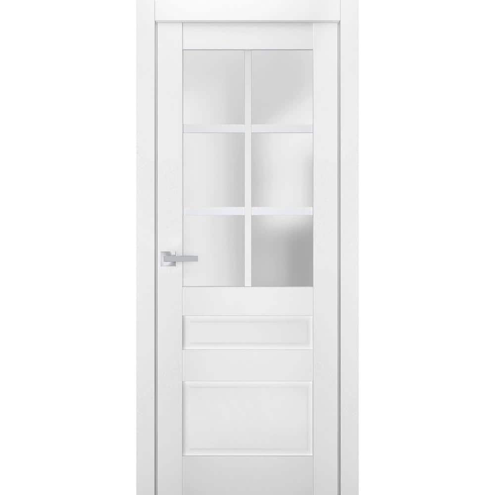Sartodoors 7339 28 in. x 80 in. Right-Hand/Inswing Solid Frosted Glass ...