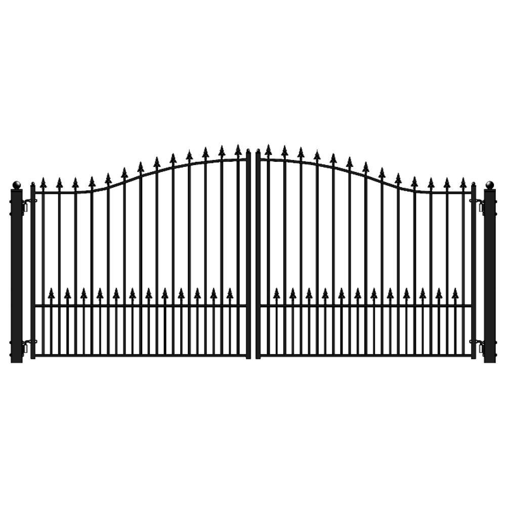 ALEKO Munich Style 16 ft. x 6 ft. Black Steel Dual Driveway Fence Gate ...