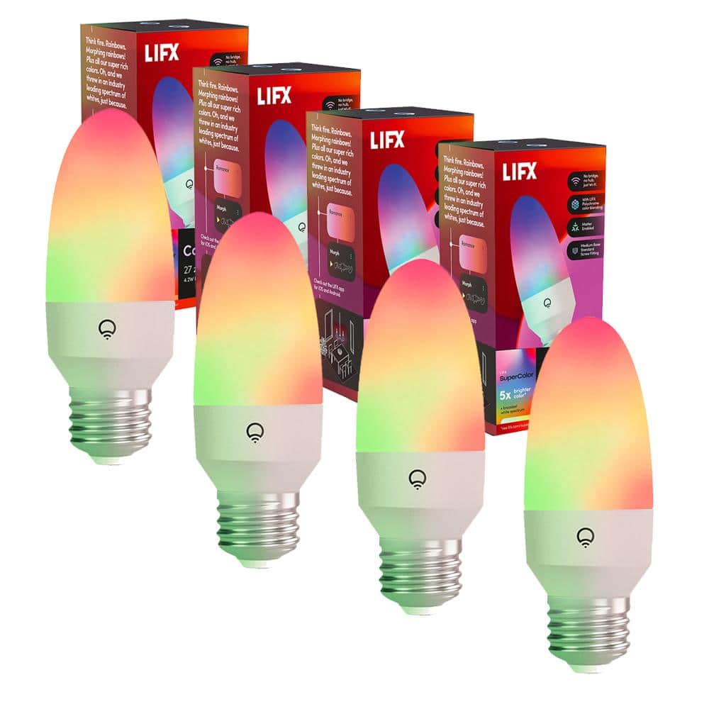 LIFX 25-Watt Equivalent B10 Smart Wi-Fi E26 LED Light Bulb Works w ...