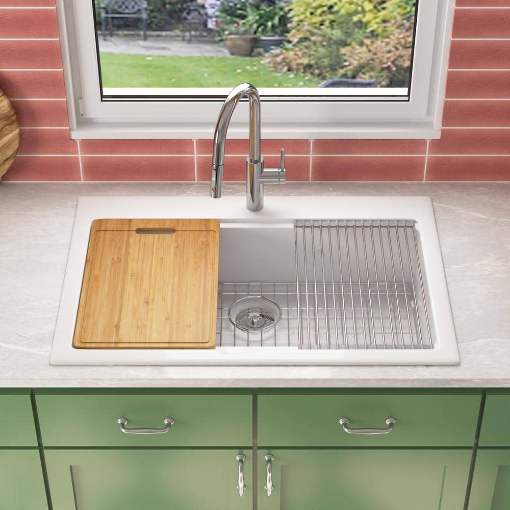 Reviews for DEERVALLEY 33 in. x 22 in. Drop in Topmount White Fireclay ...