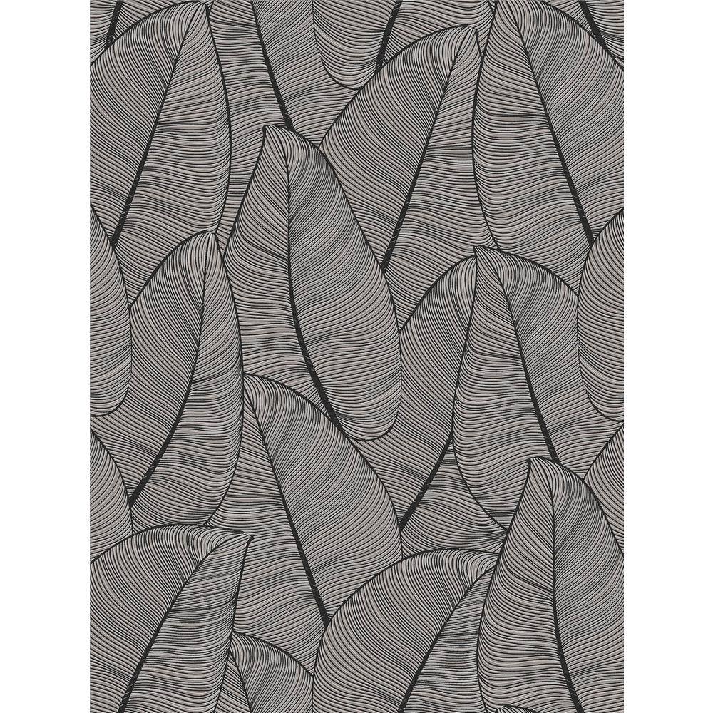 CASA MIA Modern Metallic Leaf Silver and Black Vinyl Peel and Stick ...