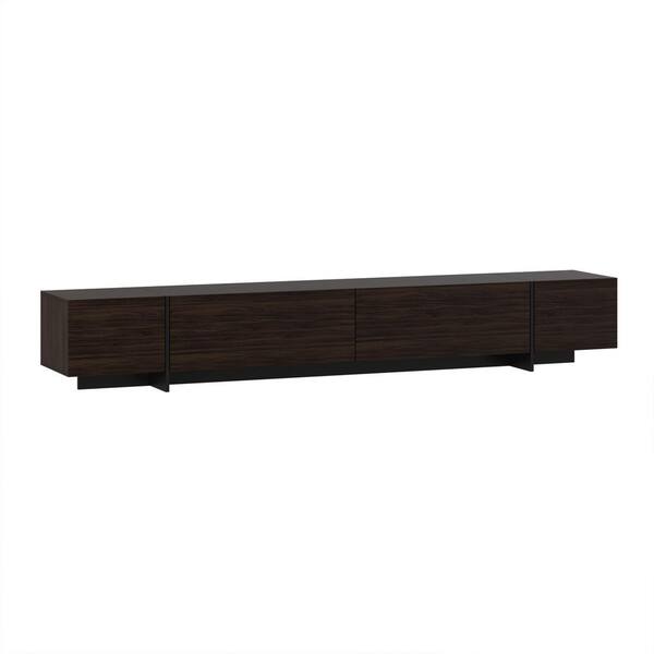 FUFU&GAGA Black and Brown Wooden Grain TV Stand, Entertainment Center ...