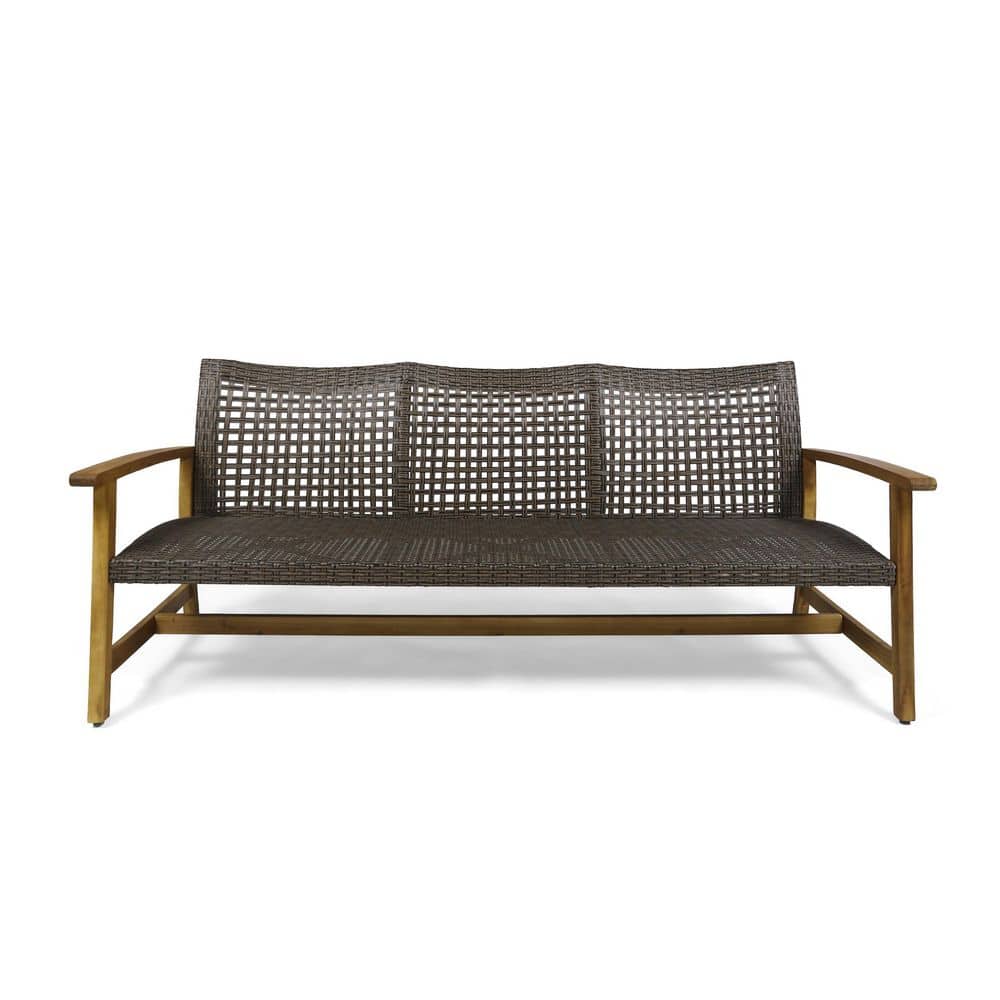 Natural Outdoor Acacia Wood Wicker Outdoor Chaise Lounge 3 Seater Sofa ...