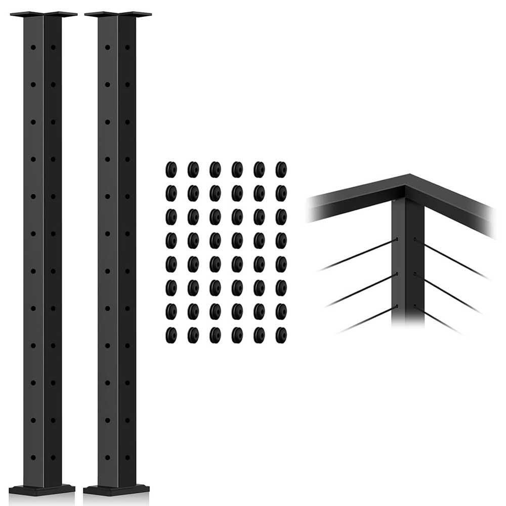 Afoxsos Cable Railing Corner Post 42in Matte Black T304 Stainless Steel ...