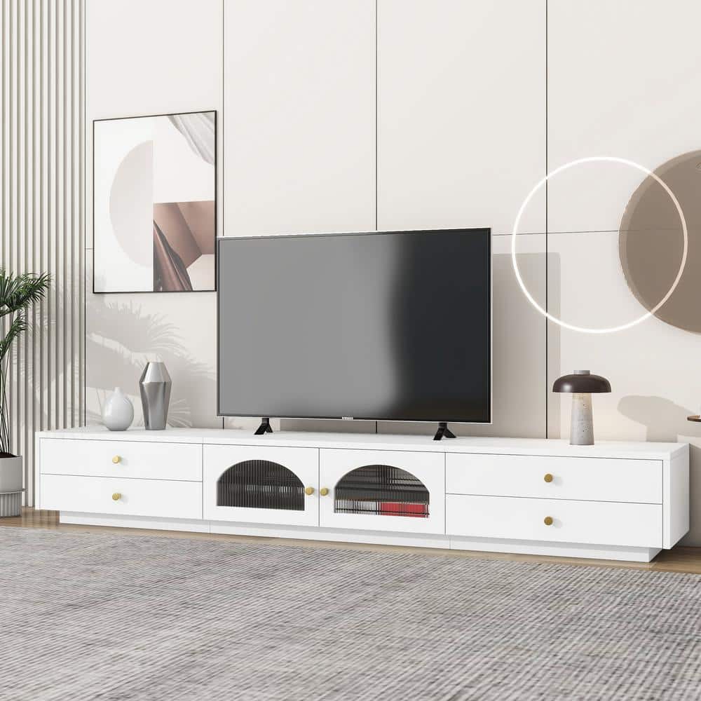 Harper & Bright Designs White Luxurious TV Stand Fits TVs up to 90 in ...