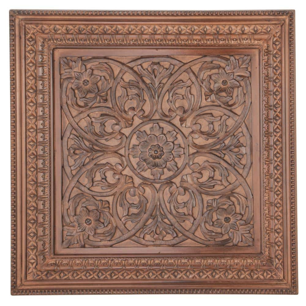 Litton Lane Brown Wood Traditional 47 in. x 47 in. Wood Wall Decor ...