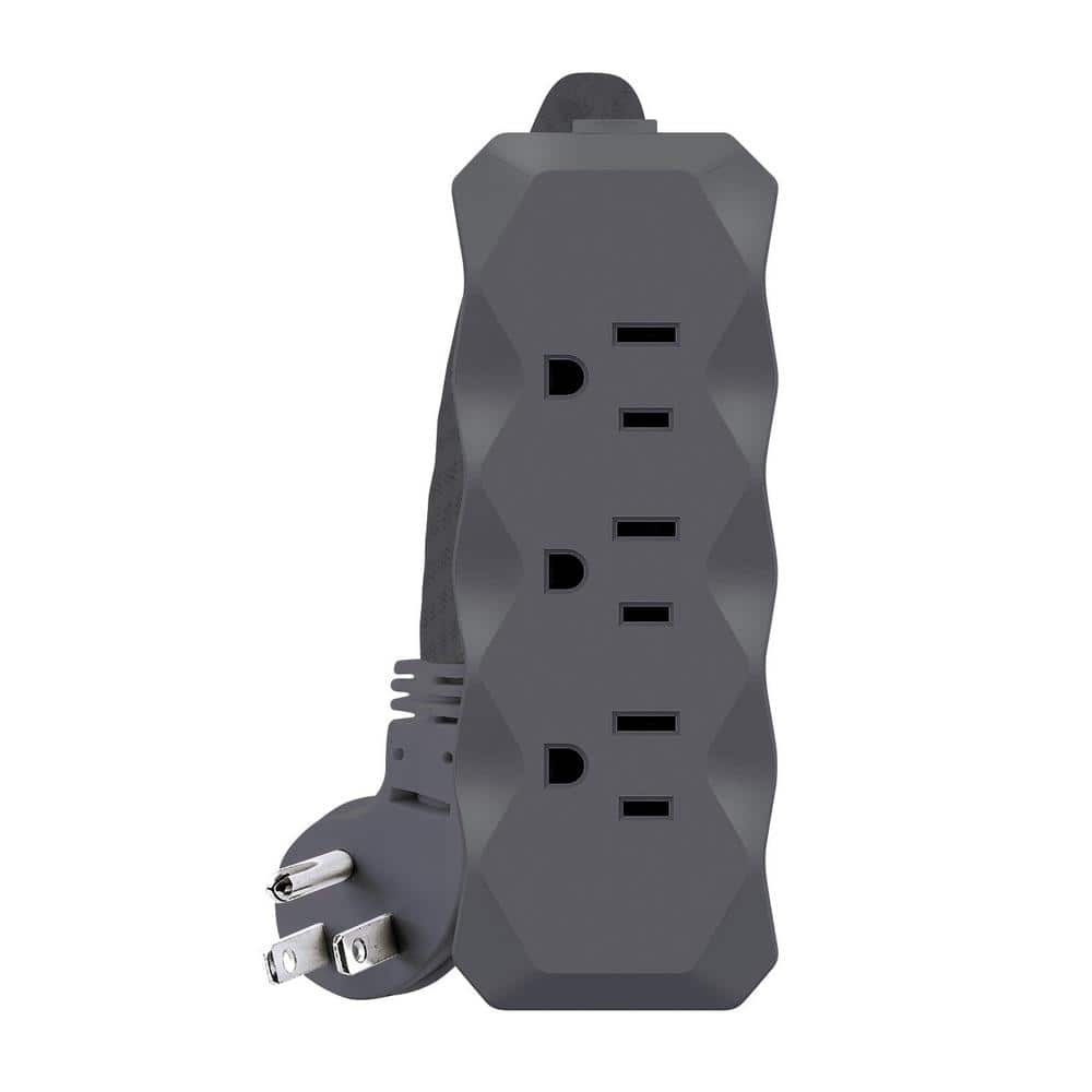 CyberPower 6 ft. 3-Outlet Surge Protector Gray P306GY - The Home Depot