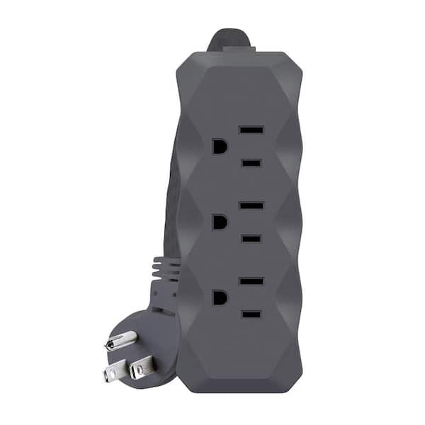 CyberPower 6 ft. 3-Outlet Surge Protector Gray P306GY - The Home Depot
