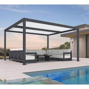 PURPLE LEAF 11 ft. x 13 ft. Gray Aluminum Frame Outdoor Hardtop ...