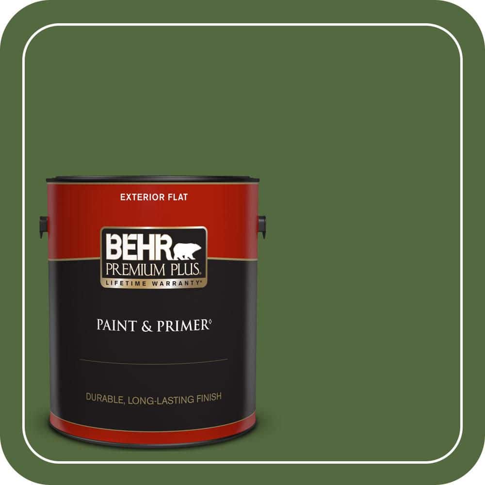 BEHR PREMIUM PLUS 1 gal. #M380-7 Alfalfa Extract Flat Exterior Paint ...
