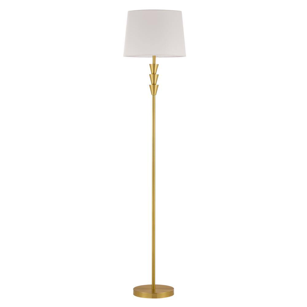 KAWOTI 62.5 in. Plated Gold Standard Floor Lamp with White Linen Shade ...