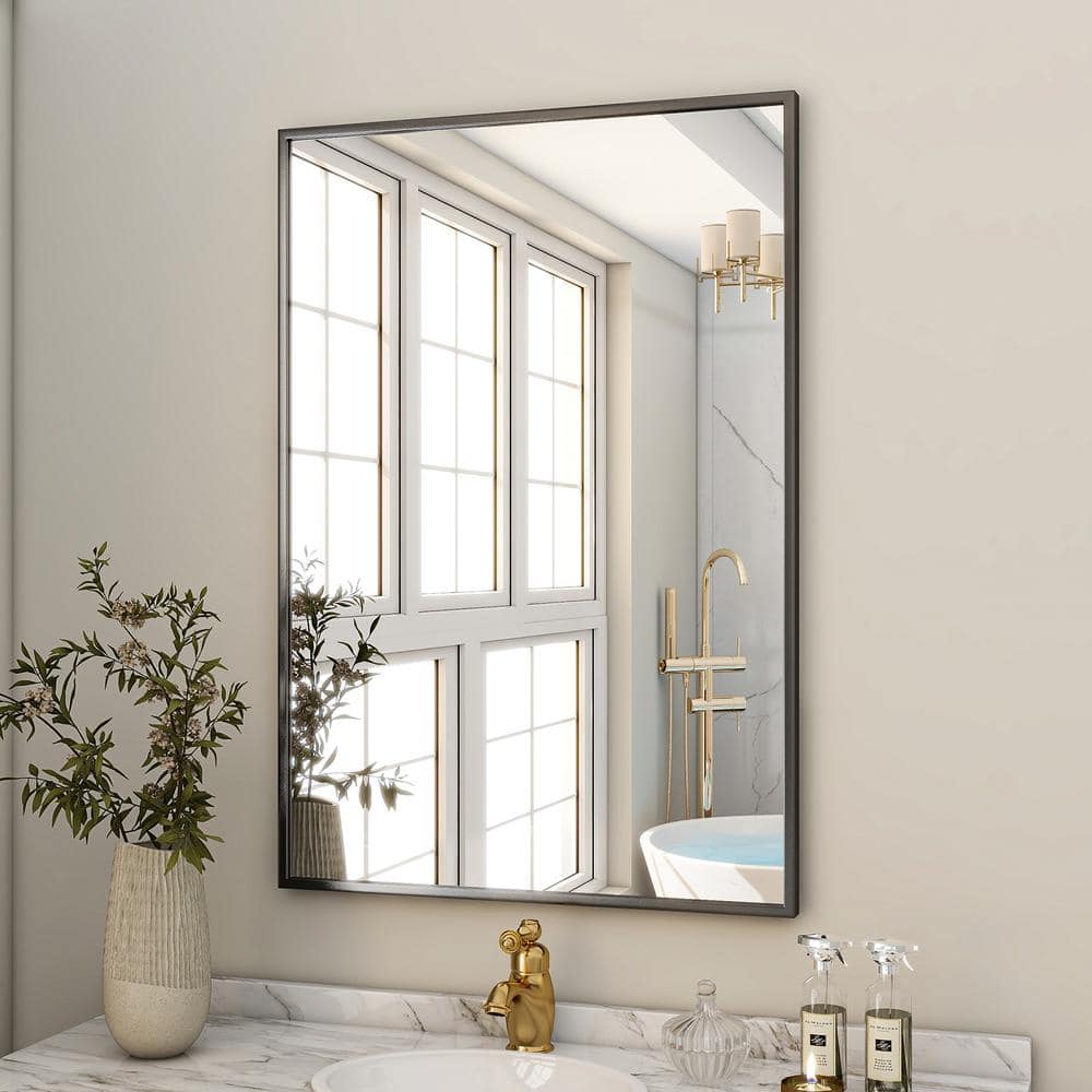 XRAMFY 26 in. W x 38 in. H Rectangular Aluminum Alloy Framed Modern ...