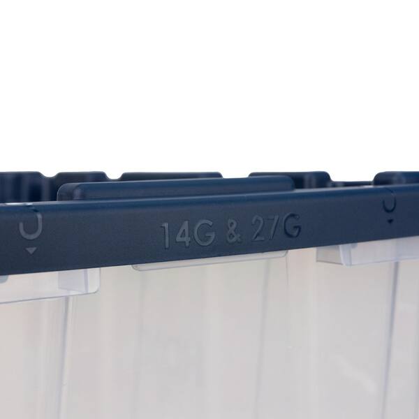 HDX 27 Gal. Tough Storage Tote in Clear with Moonlit Ocean Lid (4-Pack ...