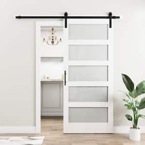 ARK DESIGN 72 in. x 96 in. 5-Lite Tempered Frosted Glass White Primed ...