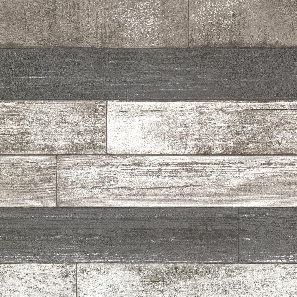 Brewster Dustin Grey Wood Paper Strippable Roll Wallpaper (Covers 56.4 ...