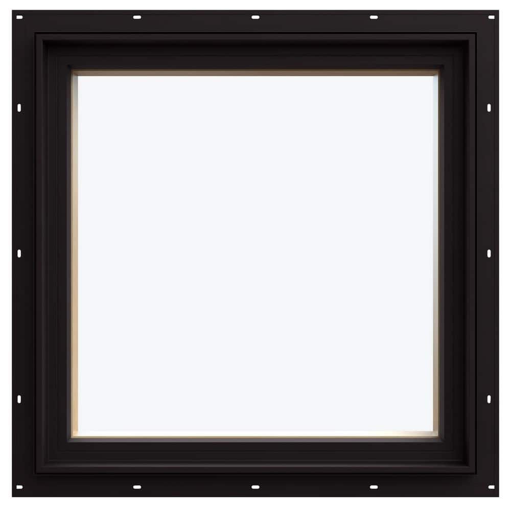 JELD-WEN 24 in. x 24 in. W-5500 Picture Wood Clad Window with Black ...
