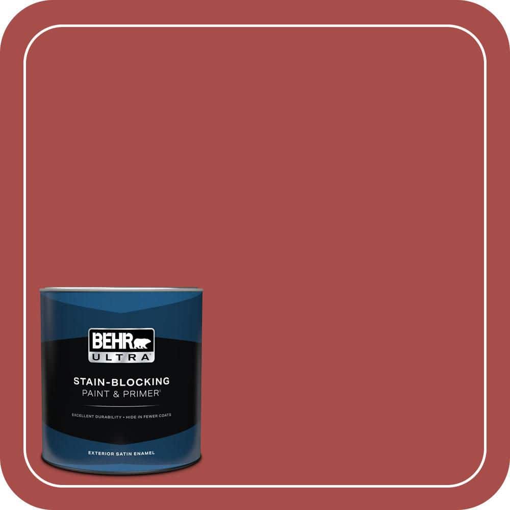 BEHR ULTRA 1 qt. #HDC-CL-09 Persimmon Red Satin Enamel Exterior Paint ...