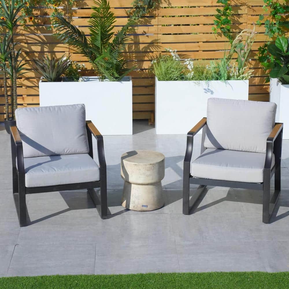 DIRECT WICKER Tiger 3-Piece Metal Round Outdoor Bistro Set with Beige ...