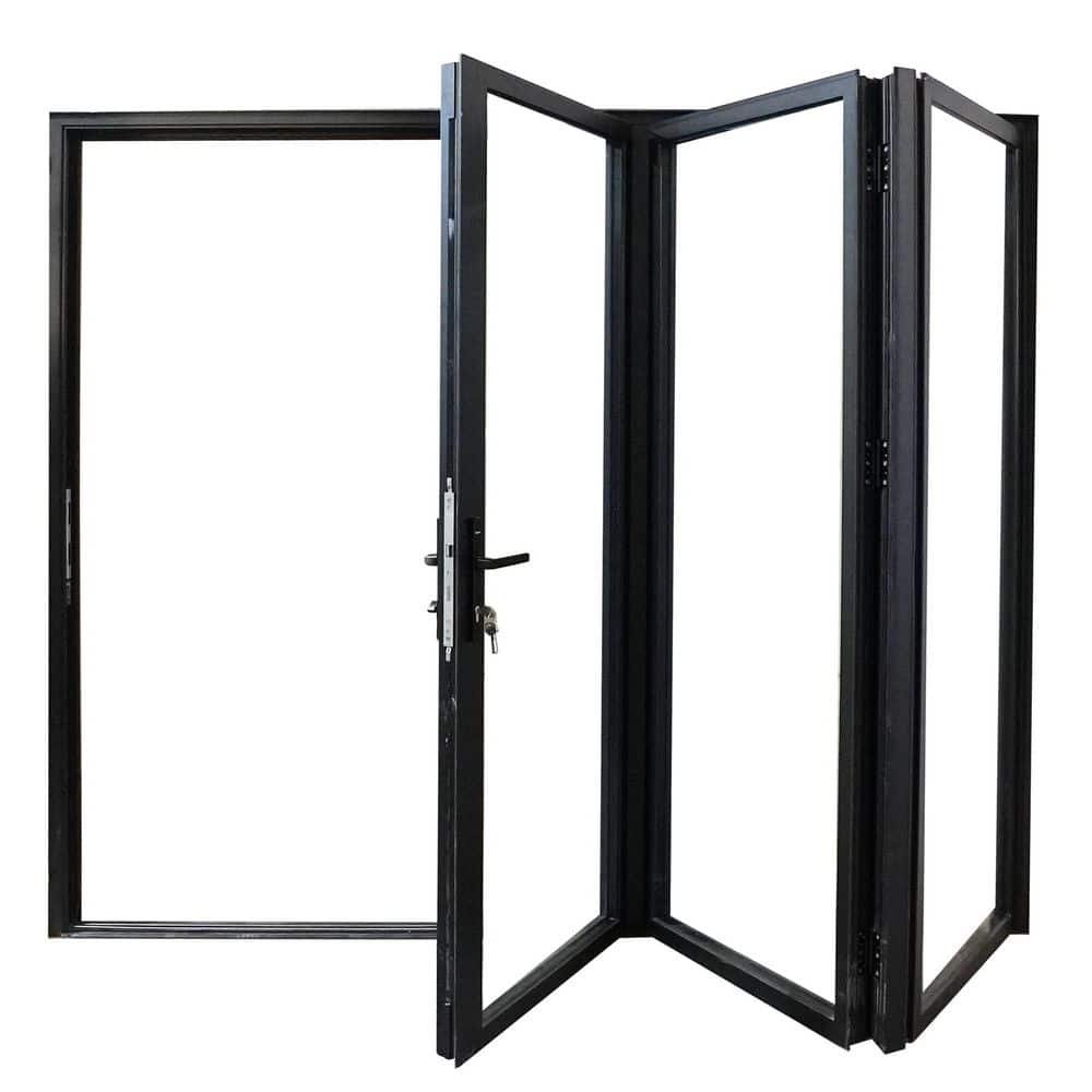 TEZA DOORS Teza 85 Series 96 in. x 96 in. Matte Black Left to Right ...