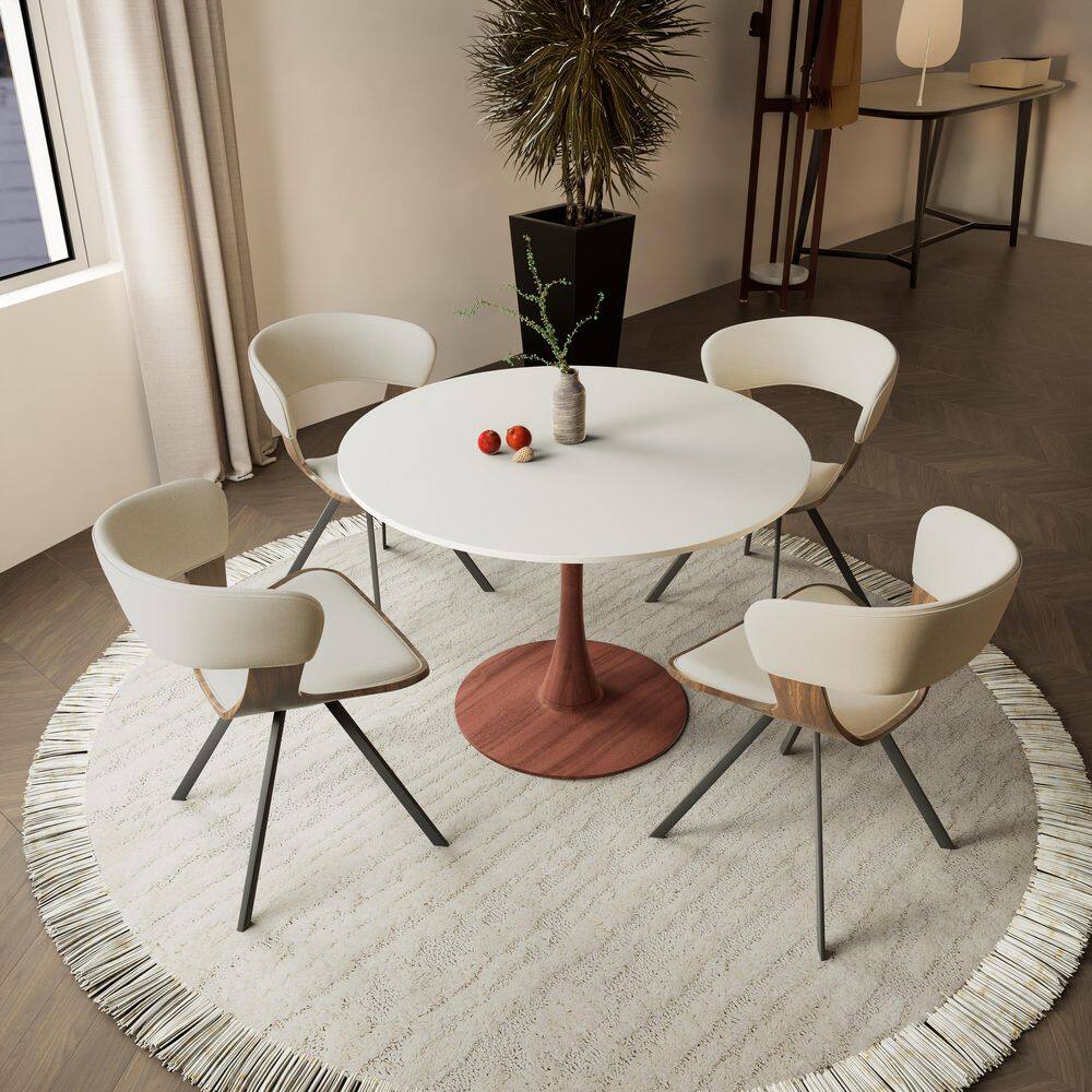 Leisuremod Bristol 35 in. Round Dining Table with MDF Tabletop and ...