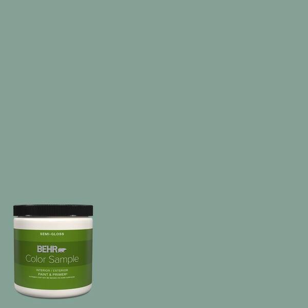 BEHR PREMIUM PLUS 8 oz. #S420-4 Australian Jade Semi-Gloss Interior ...
