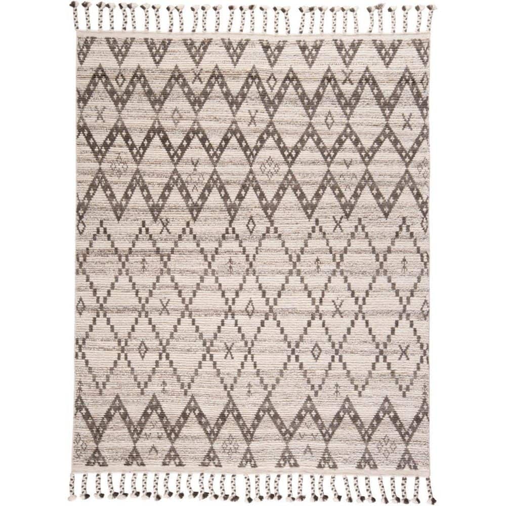 HomeRoots 8 x 12 Taupe, Ivory Geometric Area Rug 2000565753 - The Home ...