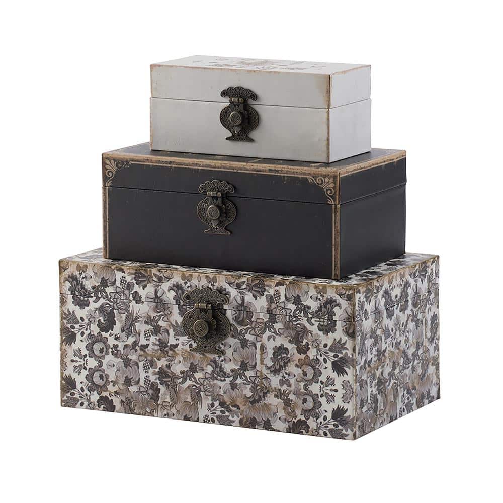 A & B Home Black And White Decorative Boxes - (Set of 3) AV44564-DS ...
