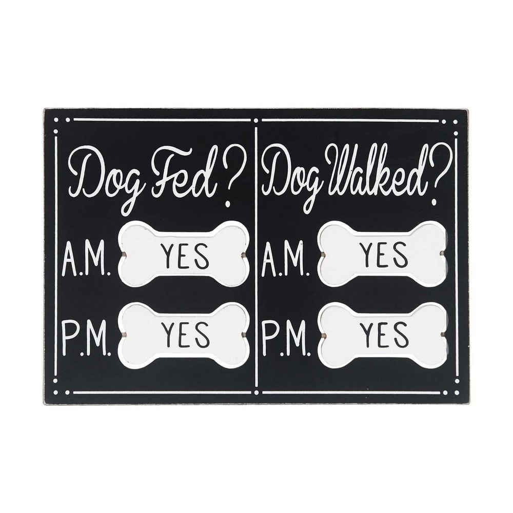 PARISLOFT Dog Fed And Walked Reversible Wood Wall Decorative Sign ...