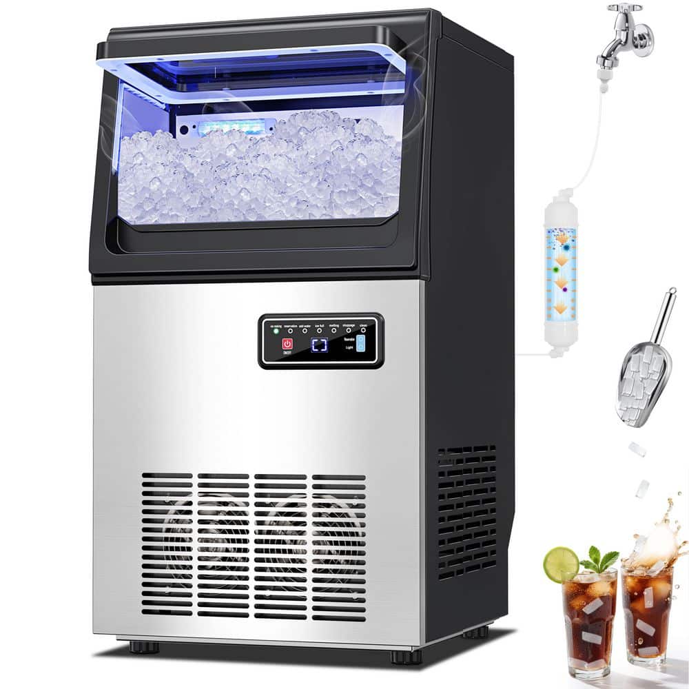 Gilati 13.5 in. 70 Lbs/24H Commercial Freestanding Nugget Ice Maker ...