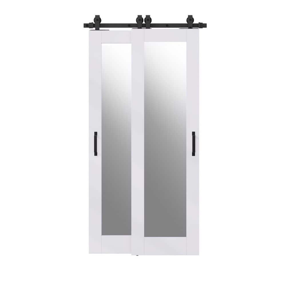 MillwkPro 40 in. x 80 in. (Two 24 in.)Bypass Save Space 1-Lite Mirrored ...