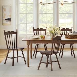 OrangeOne 17 in. Walnut Classic Windsor Dining Chair Farmhouse Solid ...