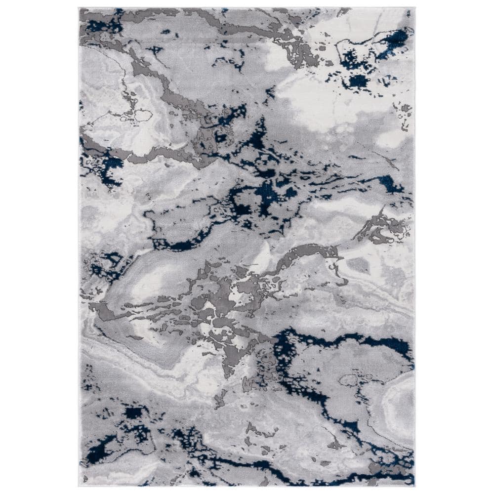 SAFAVIEH Craft Gray/Blue 4 ft. x 6 ft. Marbled Abstract Area Rug ...