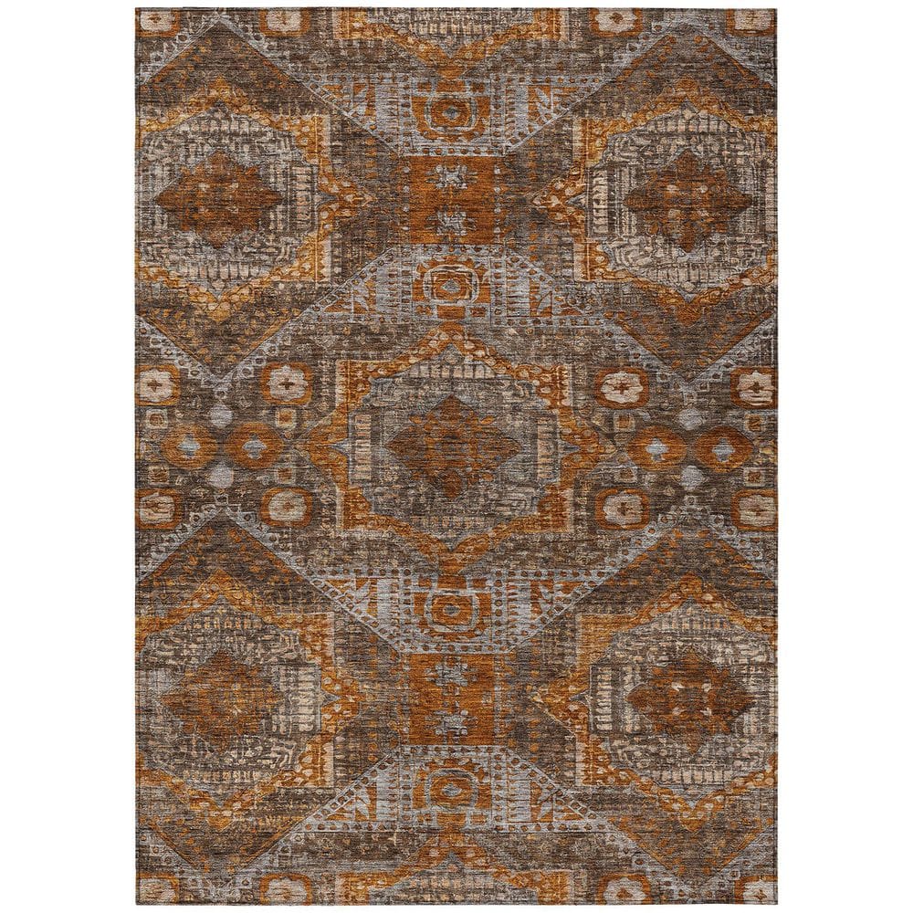 Addison Rugs Chantille Machine Washable Indoor/Outdoor Abstract ACN1928 Copper 8 ft. x 10 ft ...