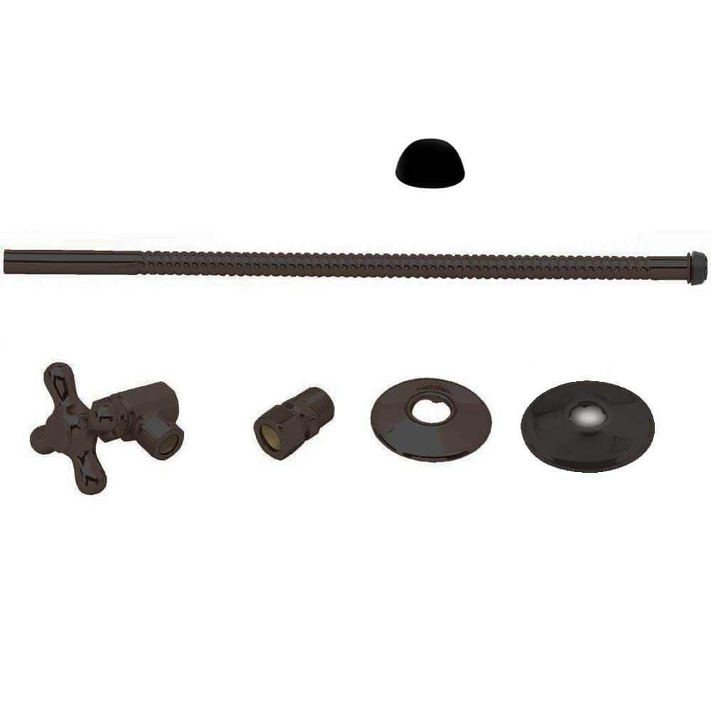 Westbrass Toilet Kit with Cross Handle Angle Stop Valve, 12 in ...