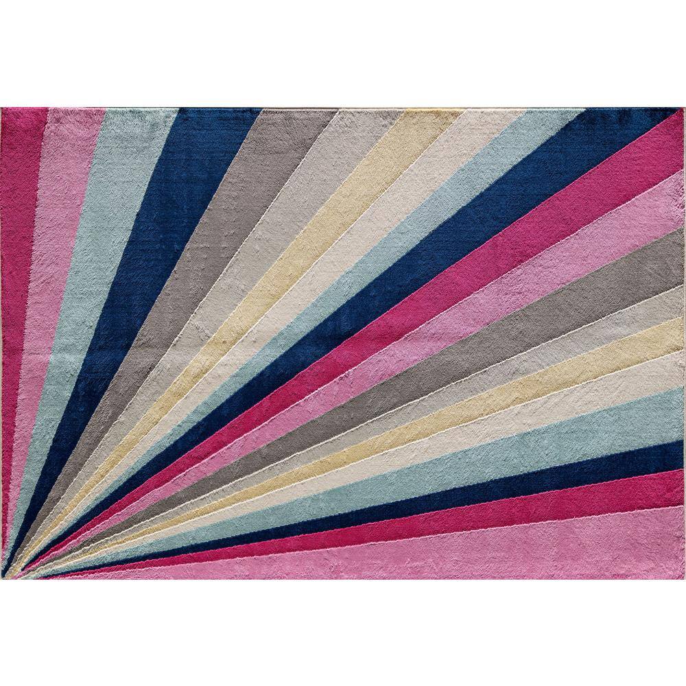 Sun Ray Stripe Multicolor 8 ft. x 10 ft. Modern Area Rug "RA32170 ...