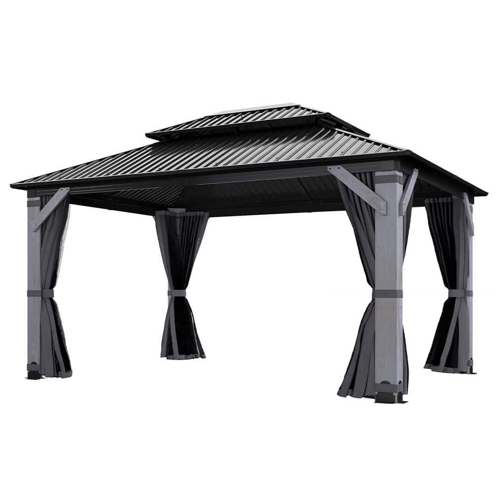 COVERONICS 12 ft. x 16 ft. Outdoor Patio Cedar Wood Frame Double ...