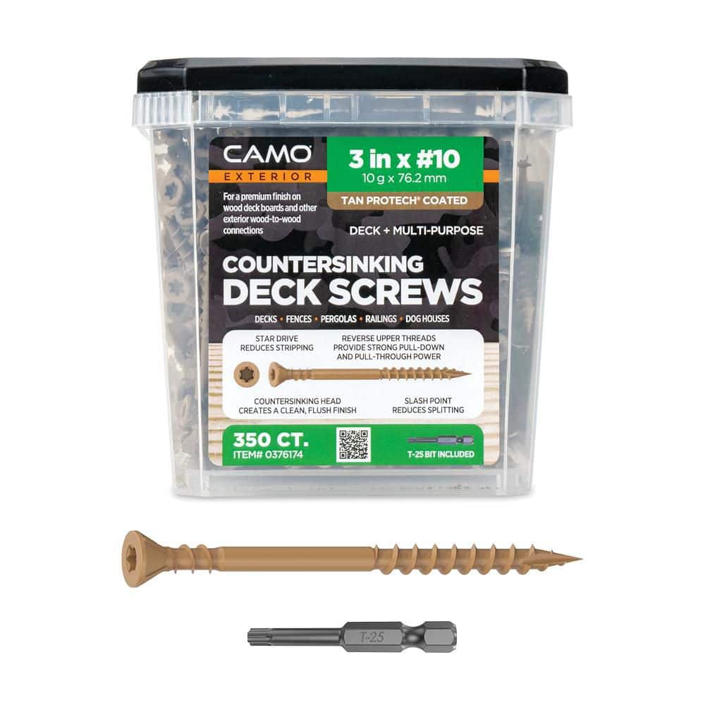 CAMO #10 x 3 in. Tan ACQ Rated Star Drive Flat Head Wood Deck Screw ...