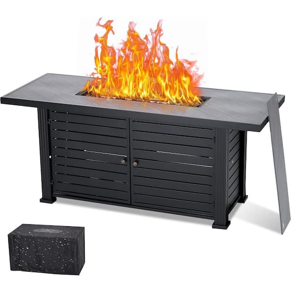 52 Inch Rectangle Propane Fire Pit Table, Outdoor Gas Fire Pit for ...